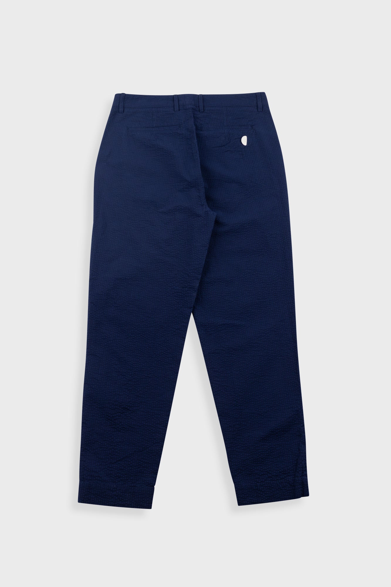 Folk Assembly Suit Trouser - Navy Crinkle Stripe