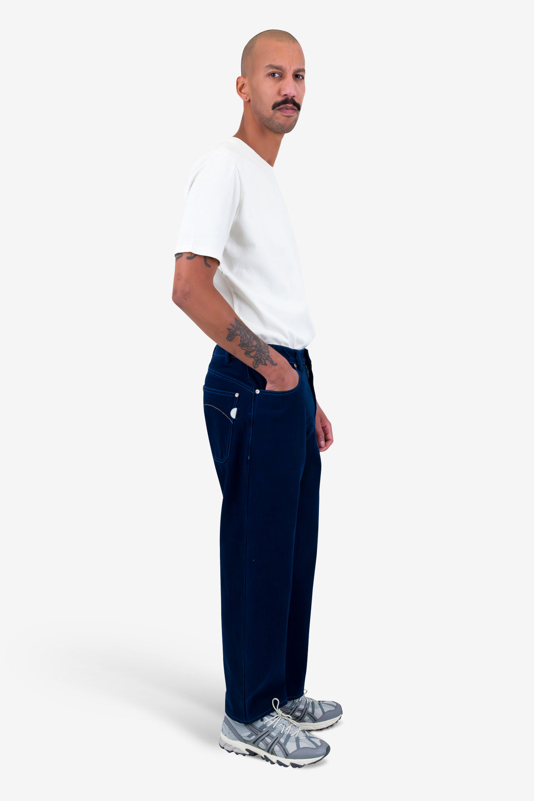 Barrel Leg Trouser - Deep Indigo Slub – Folk