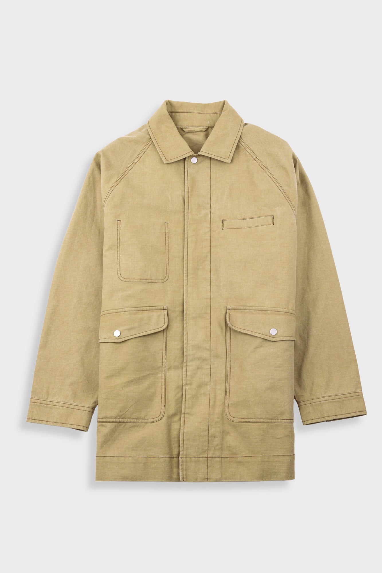 Folk Detachable Liner Car Coat - Fossil Slub
