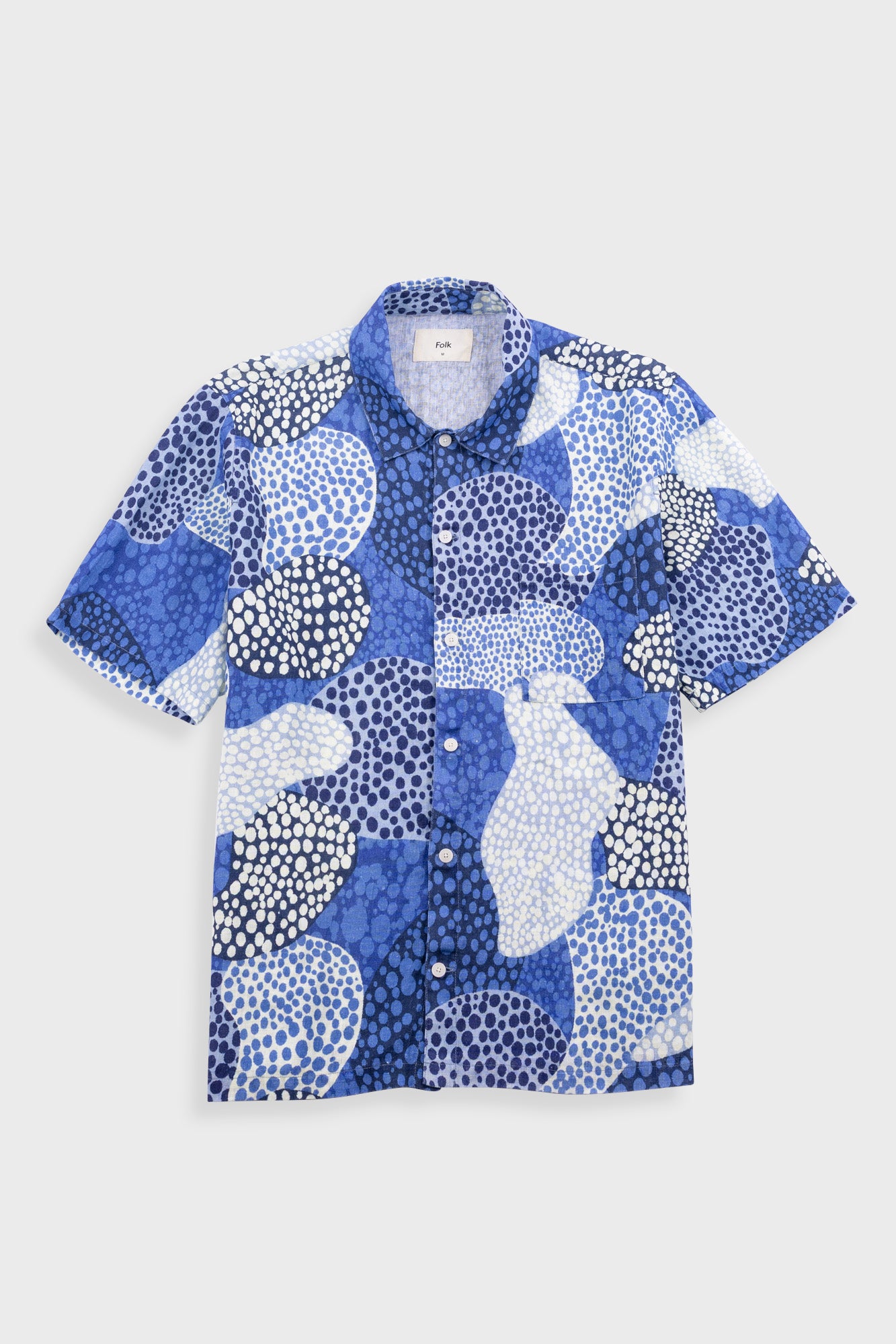 Folk Gabe Shirt - Dot Print Blue Mono