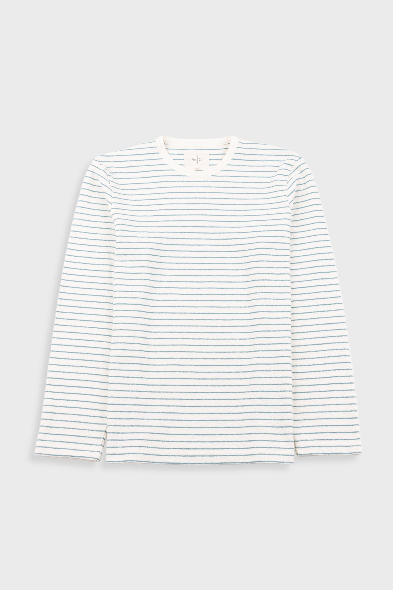 Folk Long Sleeve Textured Stripe T-Shirt - Ecru / Misty Green