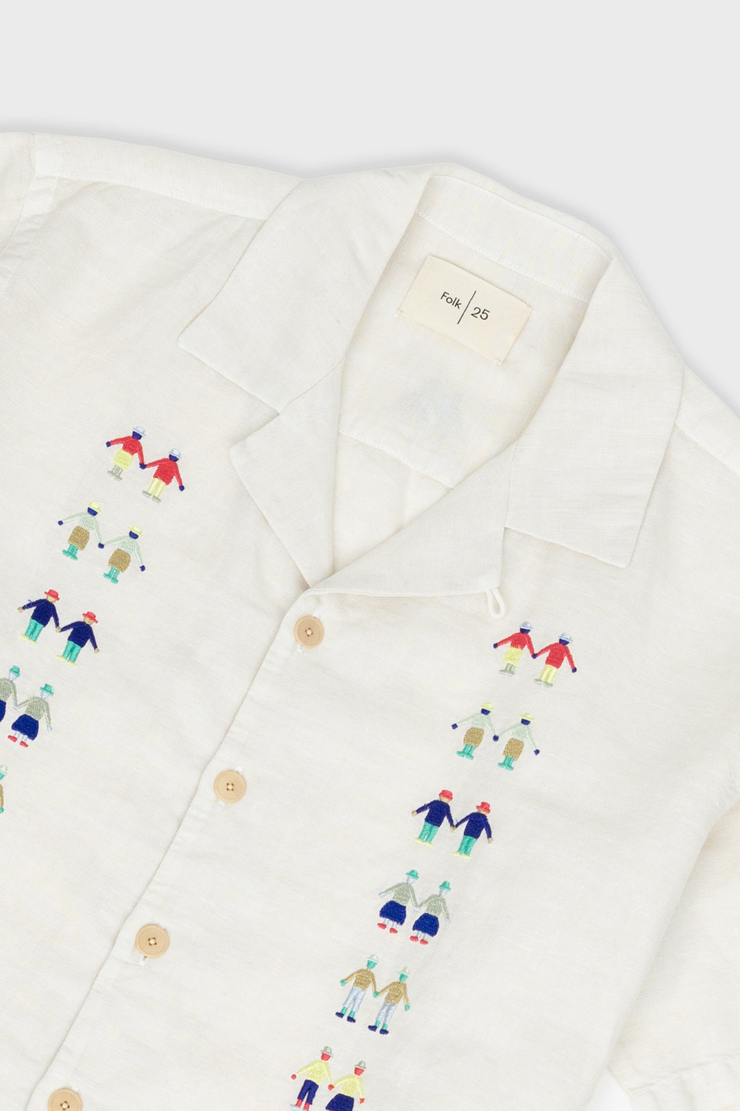 Relaxed Soft Collar Shirt - Ecru Track Embroidery – Folk