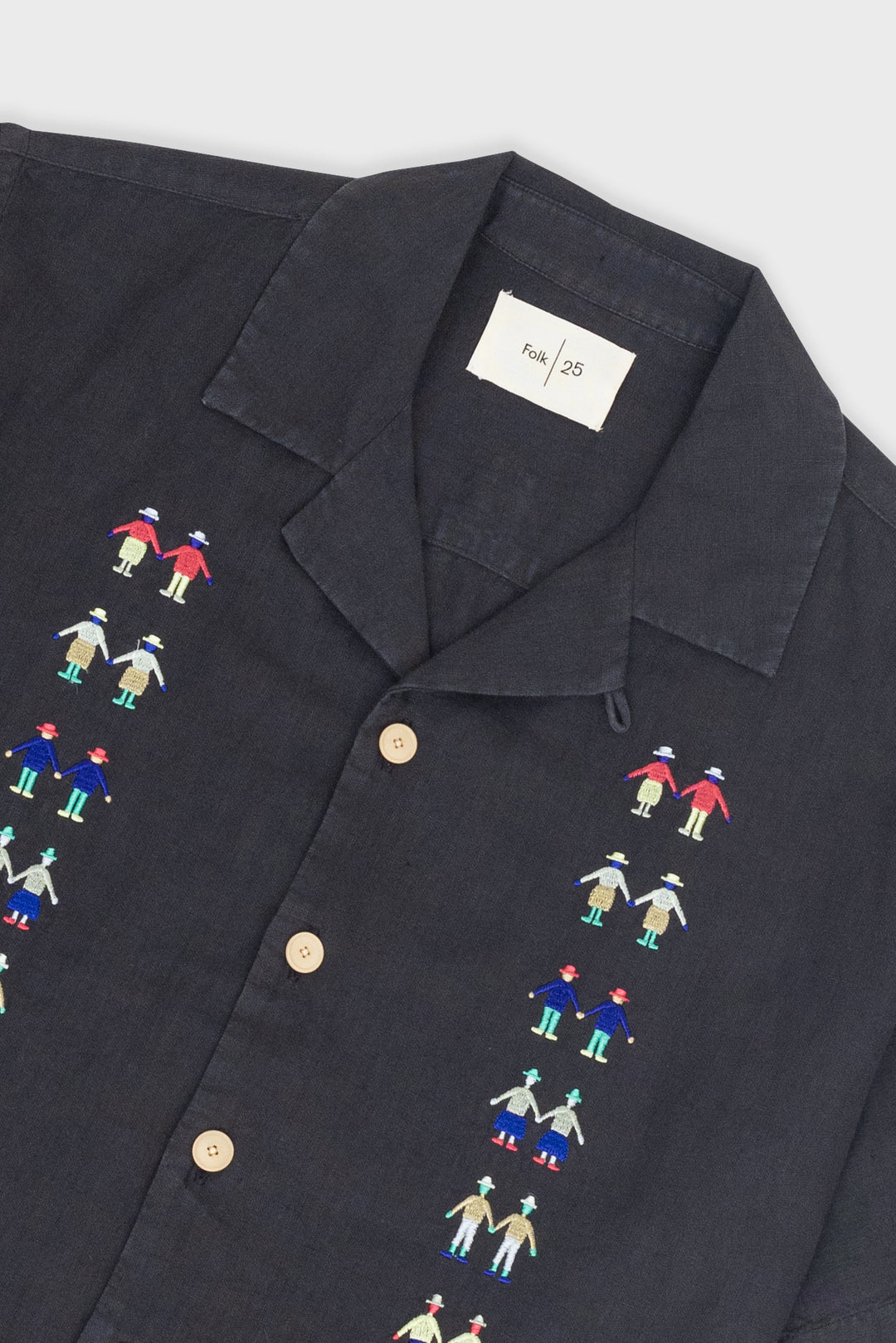 Relaxed Soft Collar Shirt - Soft Black Track Embroidery – Folk