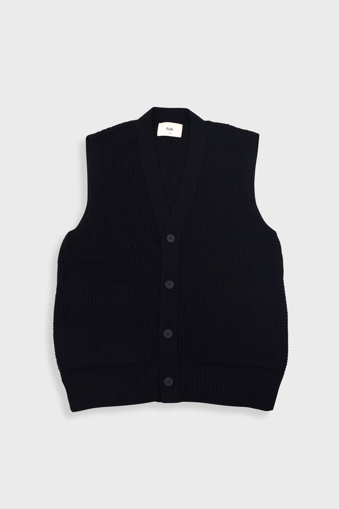 Folk Waffle Vest - Black
