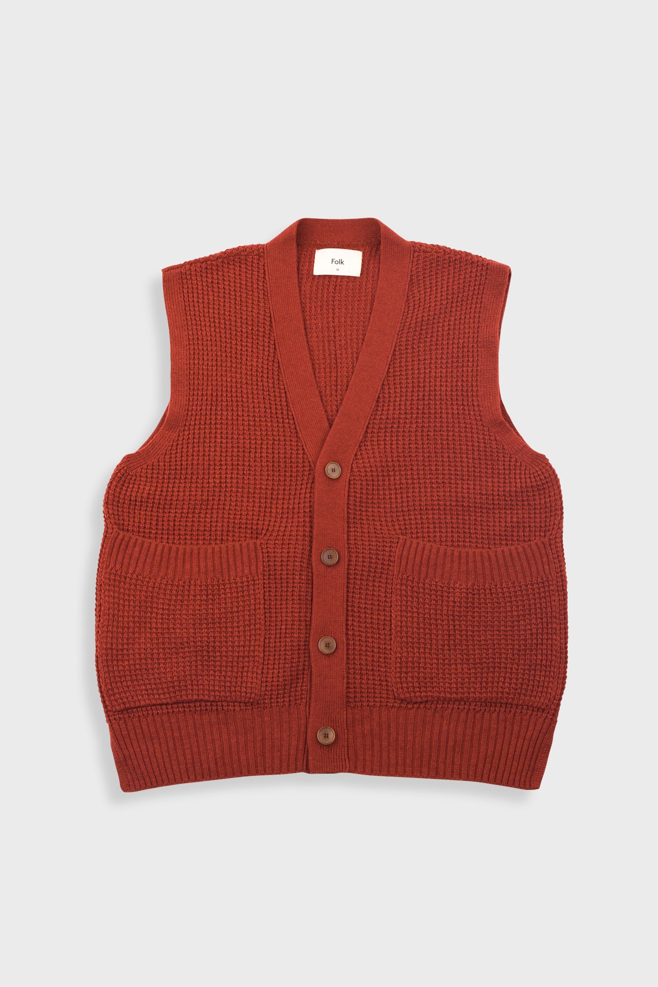 Folk Waffle Vest - Crimson