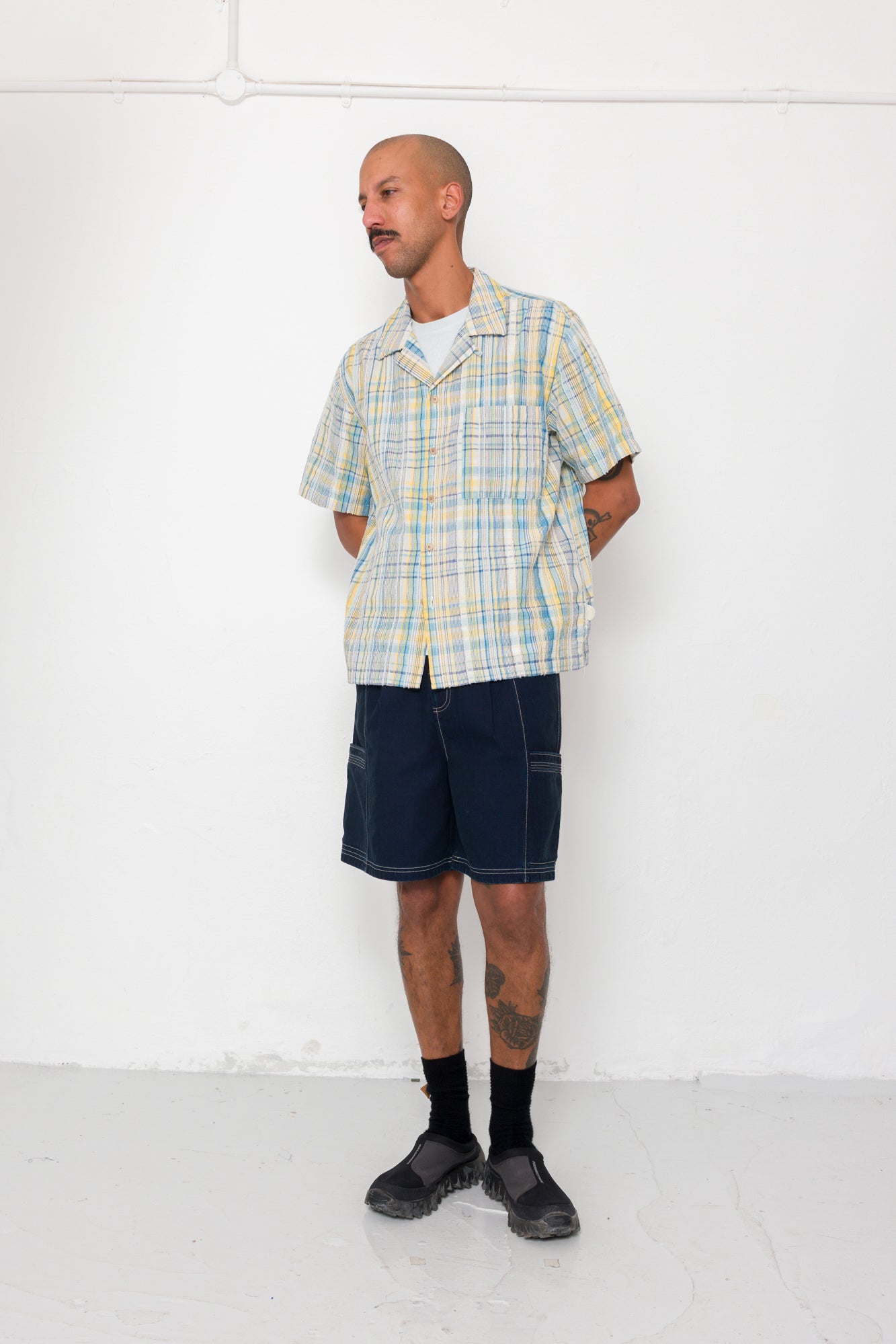 Folk Gabe Shirt - Yellow Blue Cut Check