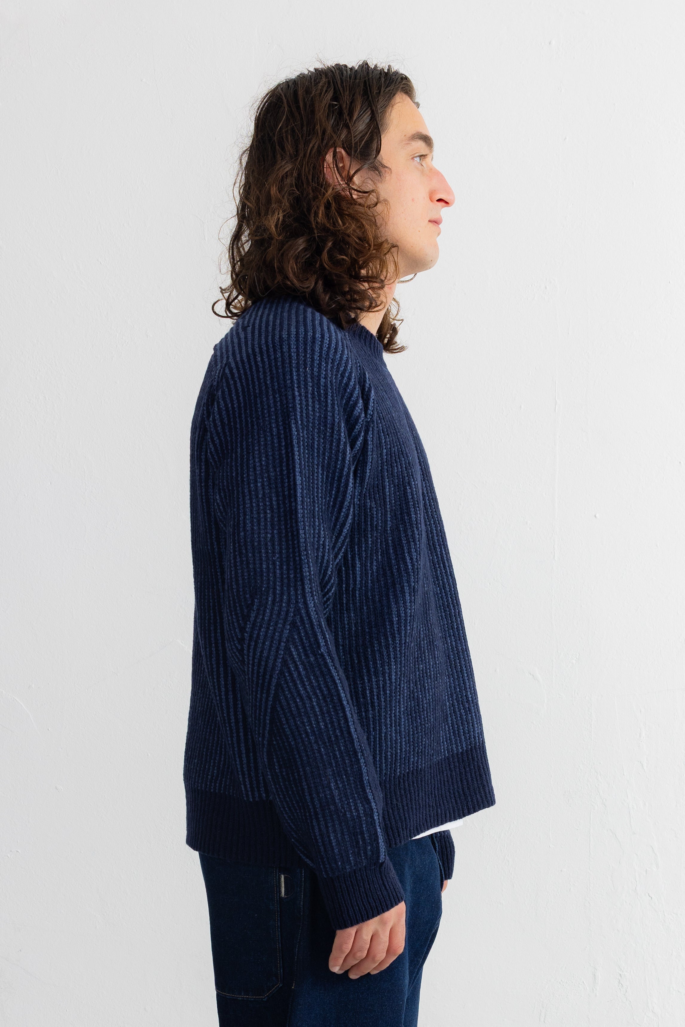Plated Rib Crew - Navy / Soft Blue – Folk
