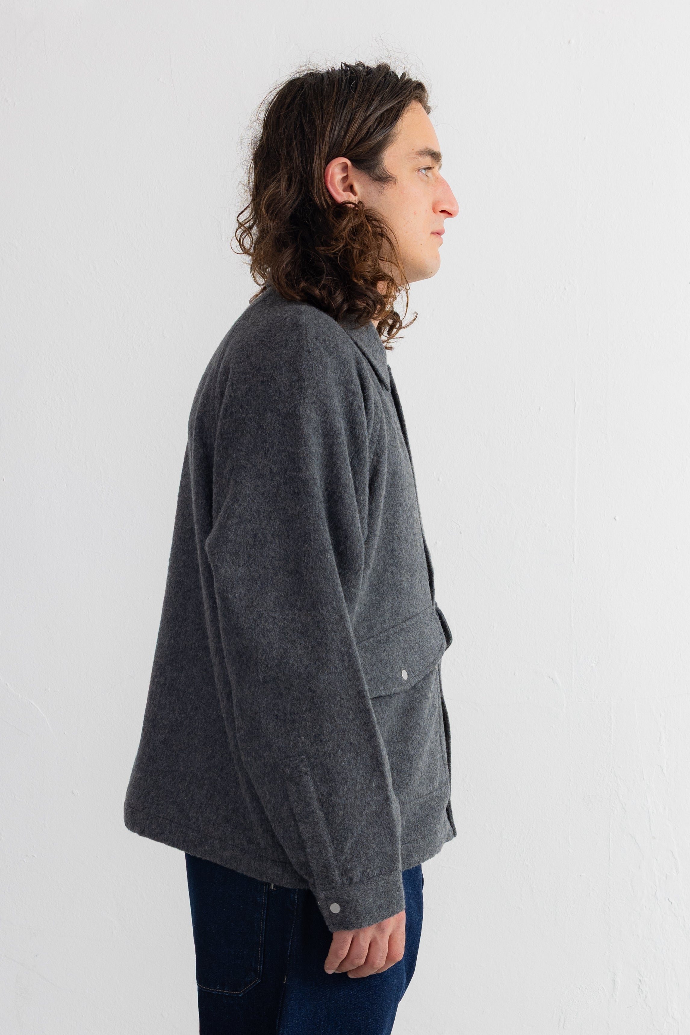 Folk Cropped Winter Coat - Charcoal Wool