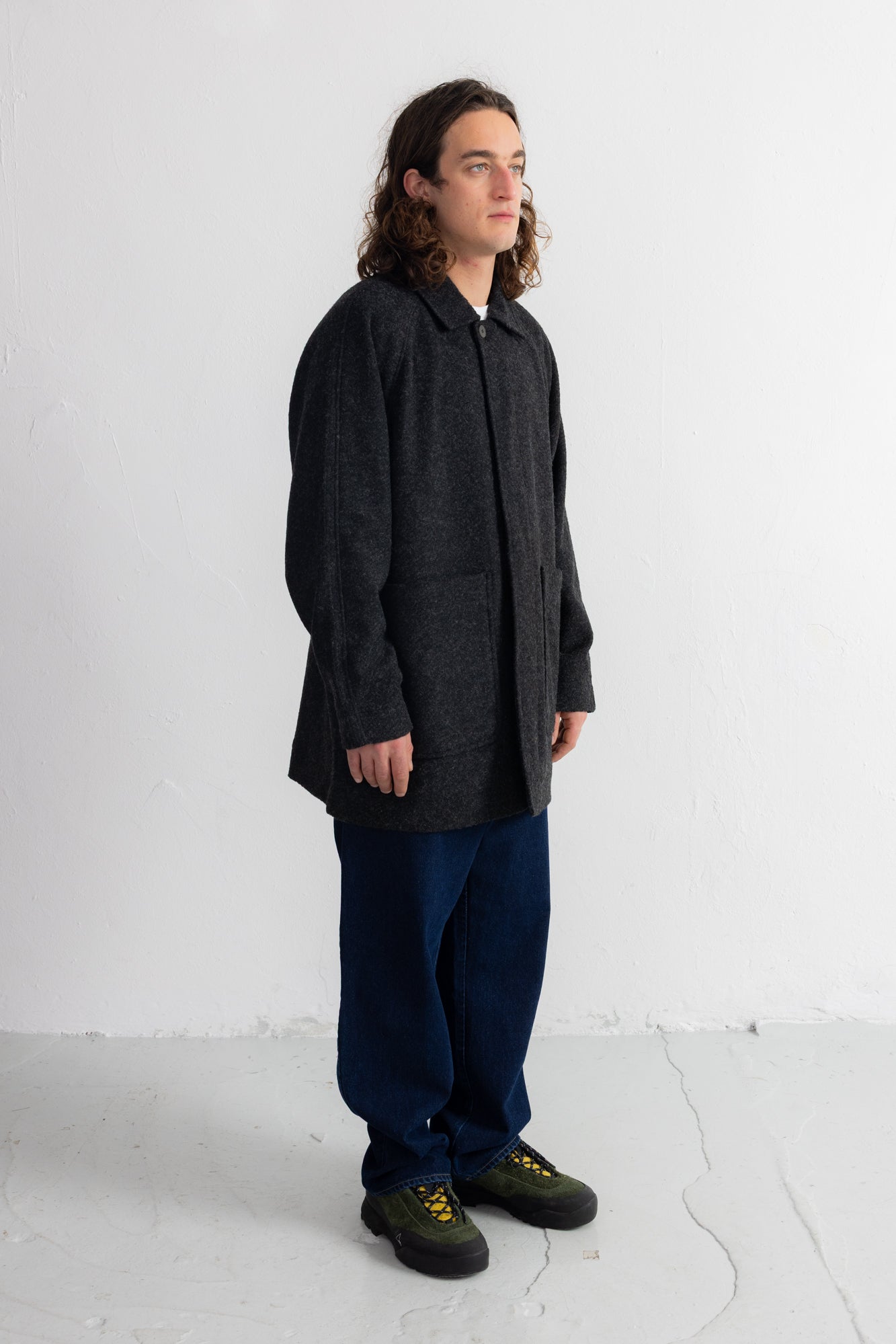 Folk Car Coat - Charcoal Wool Twill
