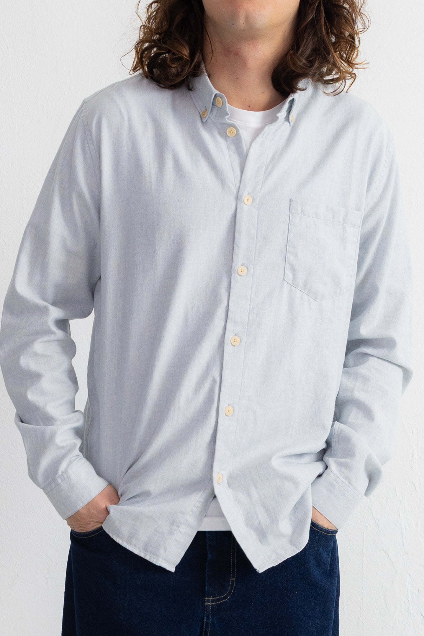 Folk Relaxed Fit Shirt - Ice Blue Flannel