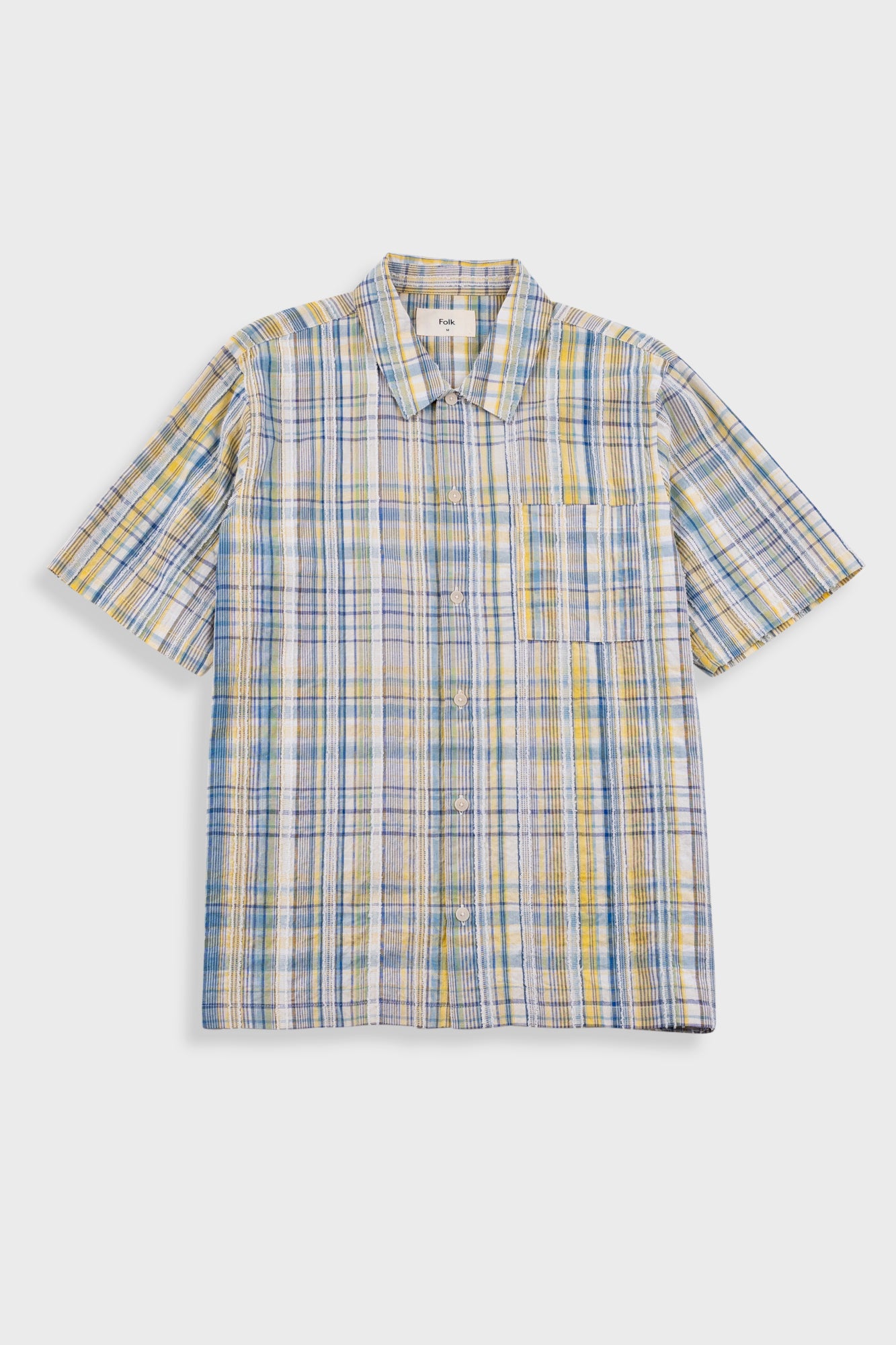 Folk Gabe Shirt - Yellow Blue Cut Check